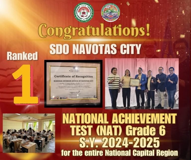 SDO Navotas City Leads NCR in the National Achievements Test for Grade ...